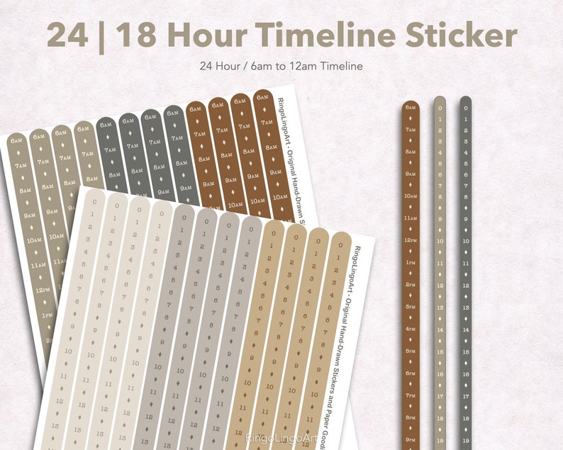 24 Hour Timeline Stickers for 5mm Grid / Hourly Log Stickers / Daily ...