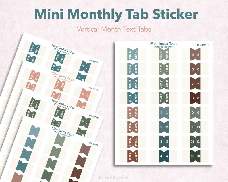Mini Monthly Tabs / Vertical Text Tabs / Mini Monthly Index Sticker ...