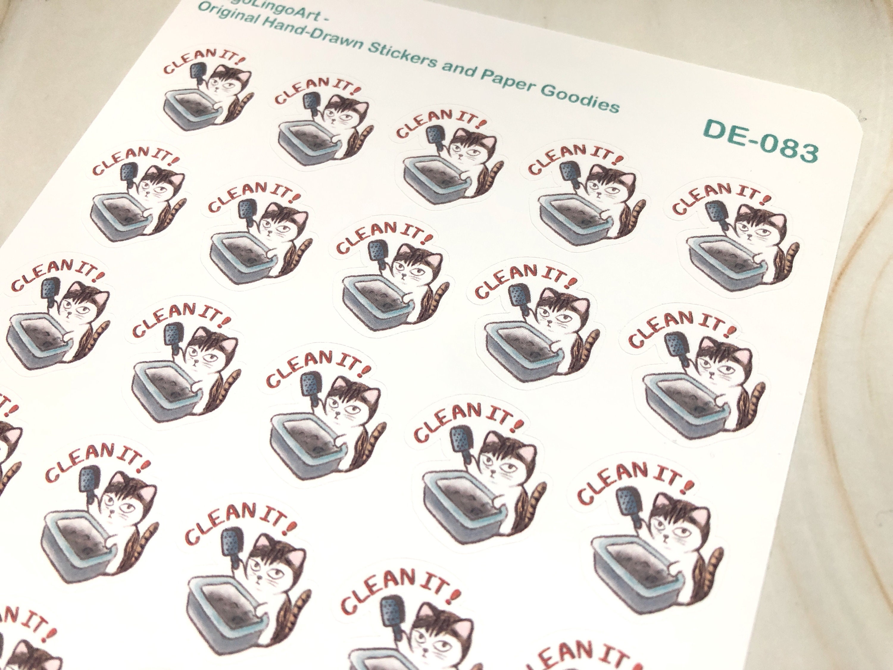 Clean Litter Box Cat Planner Sticker / Tabby Cat Sticker / Bullet ...