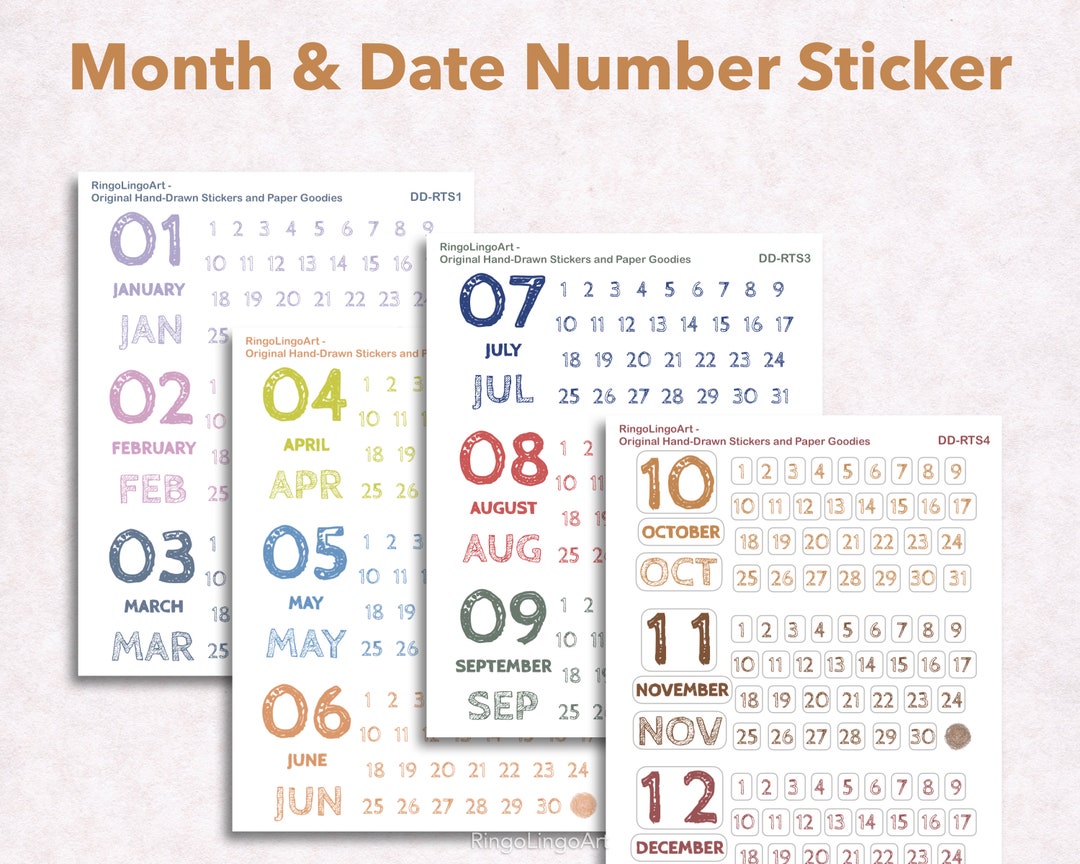 Date Number Stickers for Planner / Month Number Stickers for Planner ...