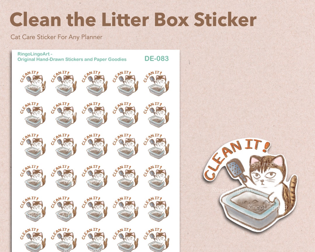 Clean Litter Box Cat Planner Sticker / Tabby Cat Sticker / Bullet ...