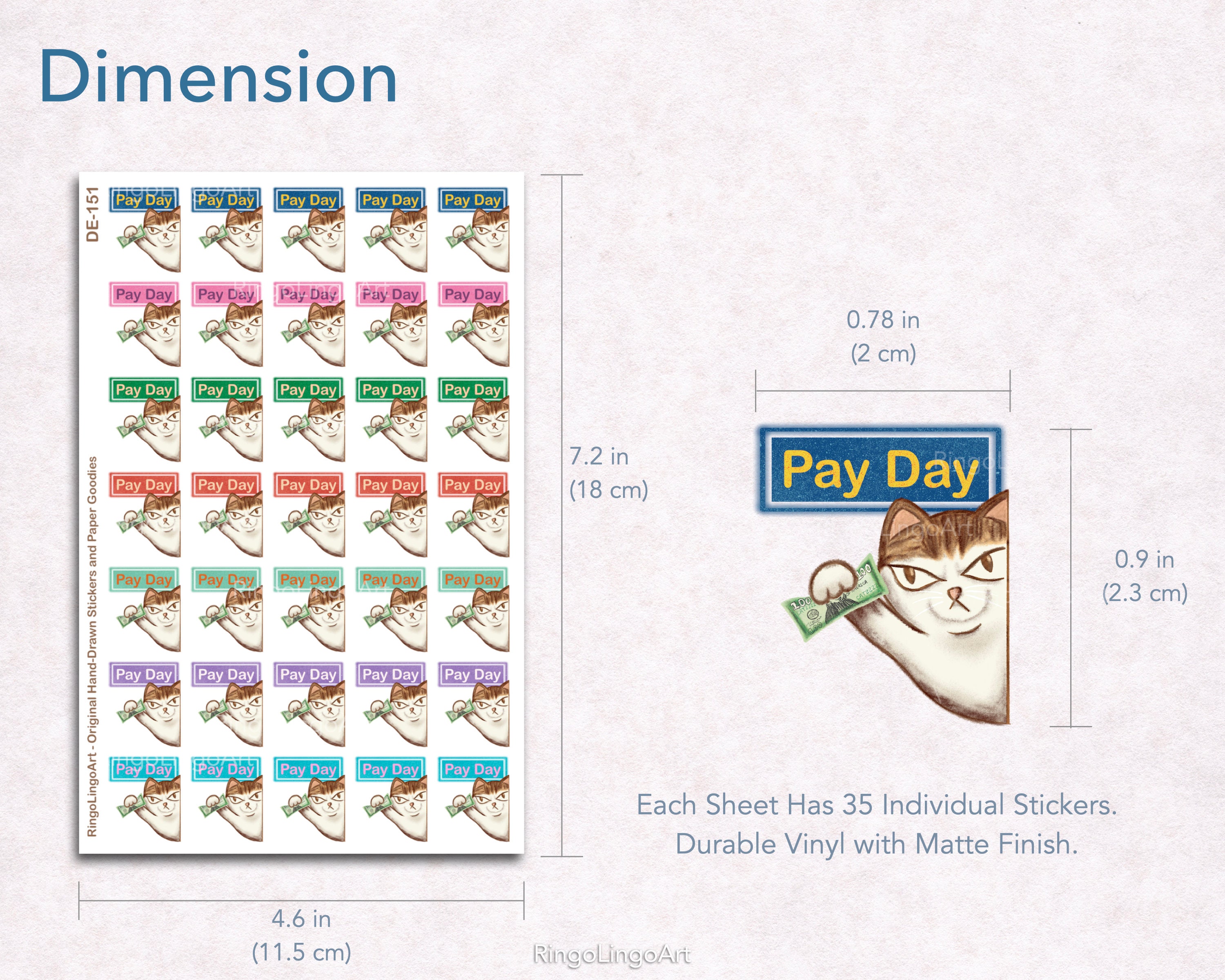 Cat Pay Day Planner Sticker / Payday Tracker Sticker / Paycheck ...