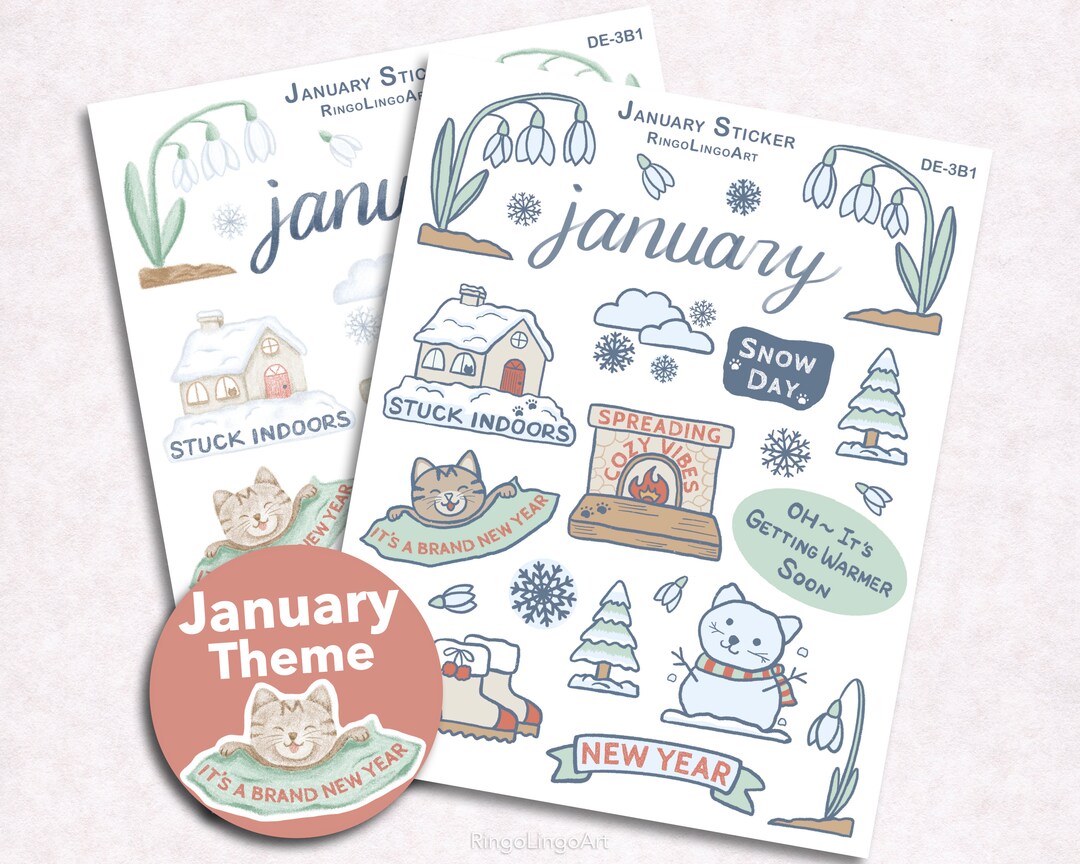 January Planner Sticker / January Clipart / Snowdrop Sticker / Stuck ...