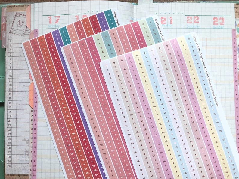 Spring Color Timeline Stickers for 5mm Grid / Hourly Log Stickers ...