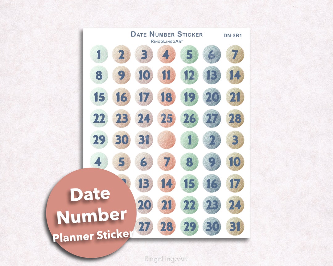 Date Number Sticker / Daily Dot Mark Sticker / Date Sticker / - Etsy