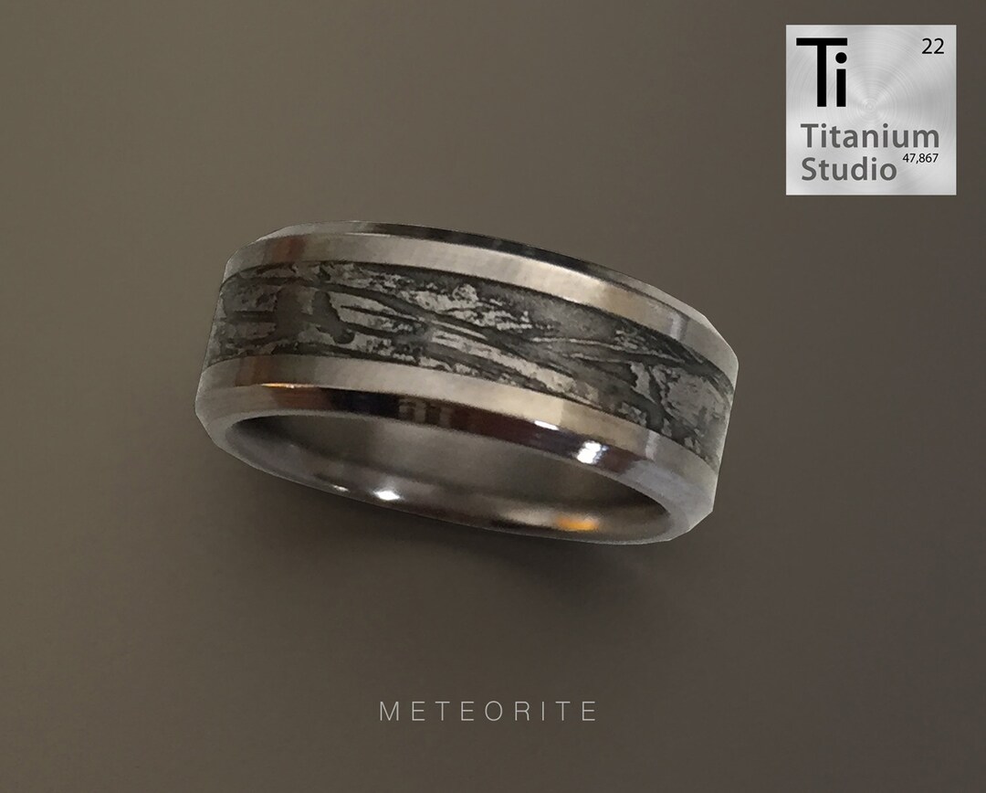 Meteorite Ring With Titanium Inner - Etsy