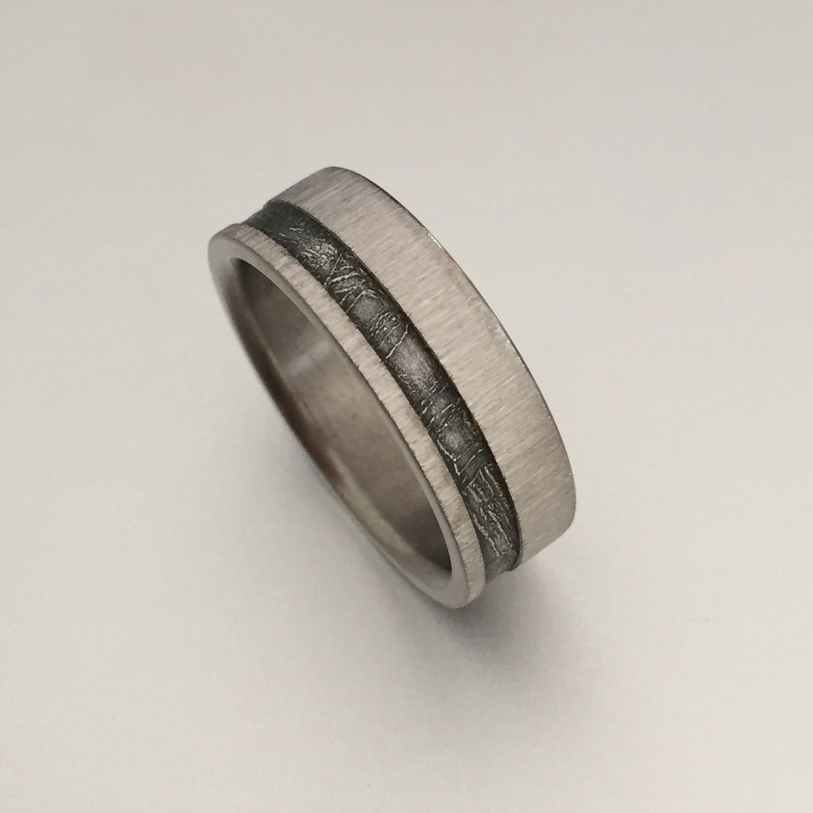 Meteorite Ring With Titanium Inner - Etsy