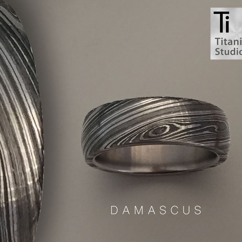 Titanium Damascus Ring - Etsy