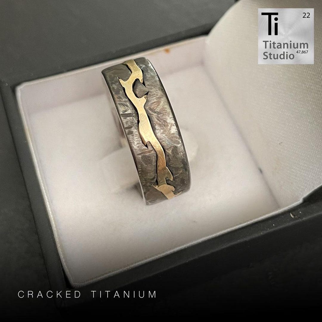 Cracked 3D Printed Titanium Gold Inlay Ring With (half Crack) - Etsy