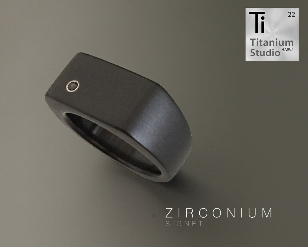 Black Zirconium Signet Ring - Etsy