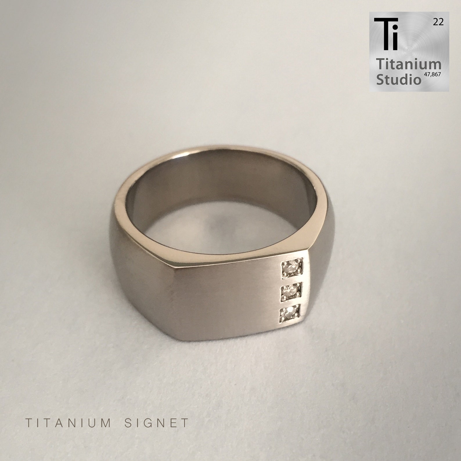 Hand Carved Titanium Signet Ring - Etsy
