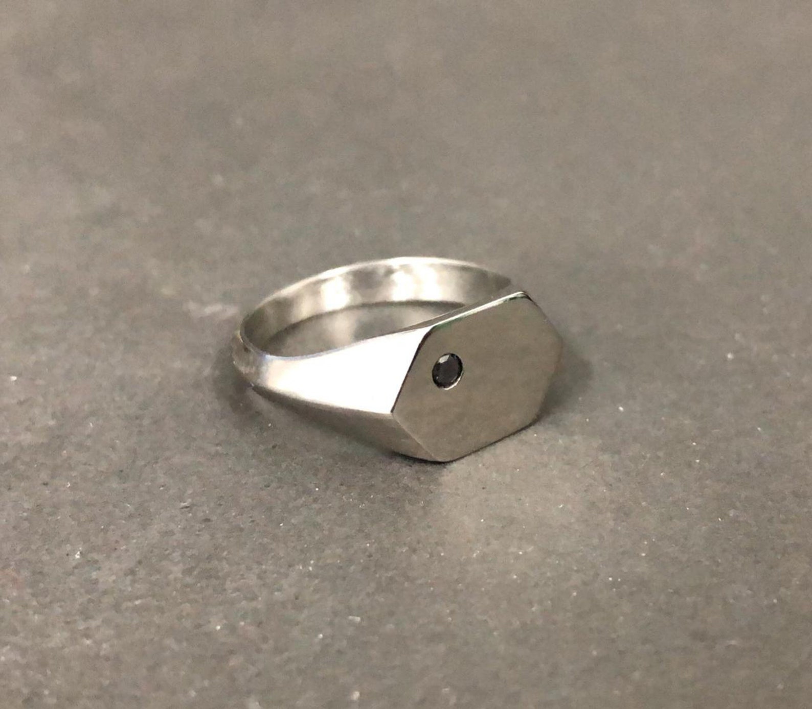 Printed Titanium and Black Diamond Signet Ring - Etsy
