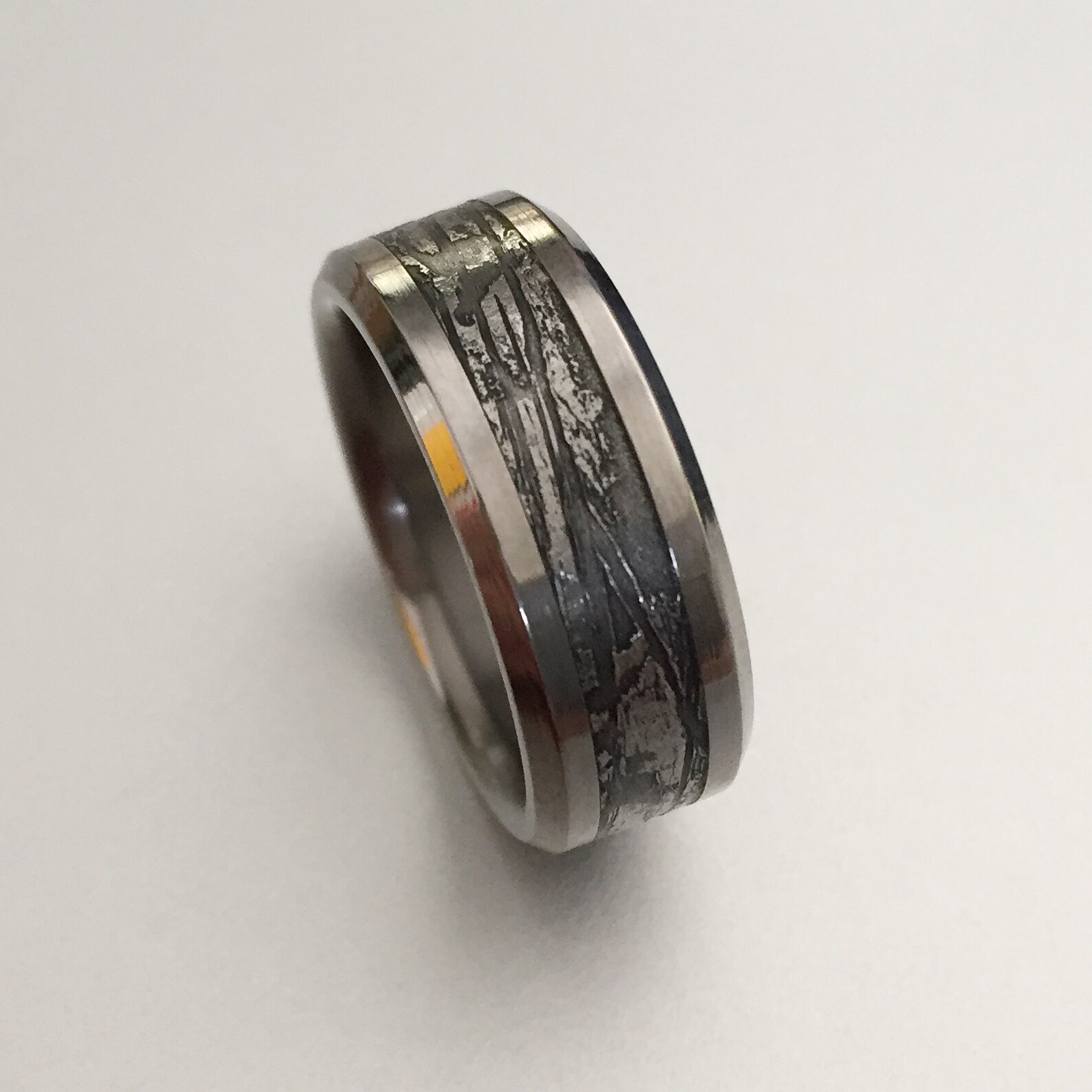 Meteorite Ring With Titanium Inner - Etsy