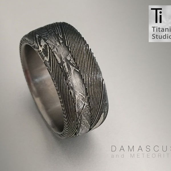 Titanium Damascus Ring - Etsy