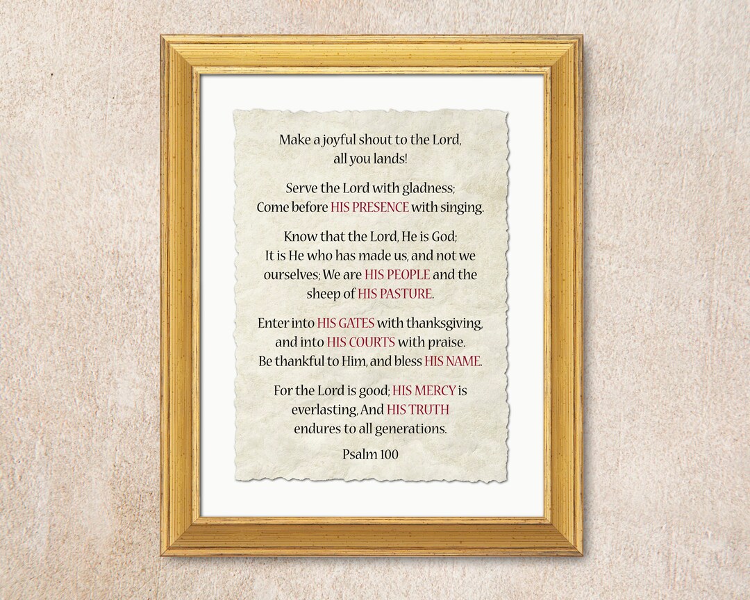 Deckled Edge Psalm 100 Superimposed on a Digital Photograph of ...