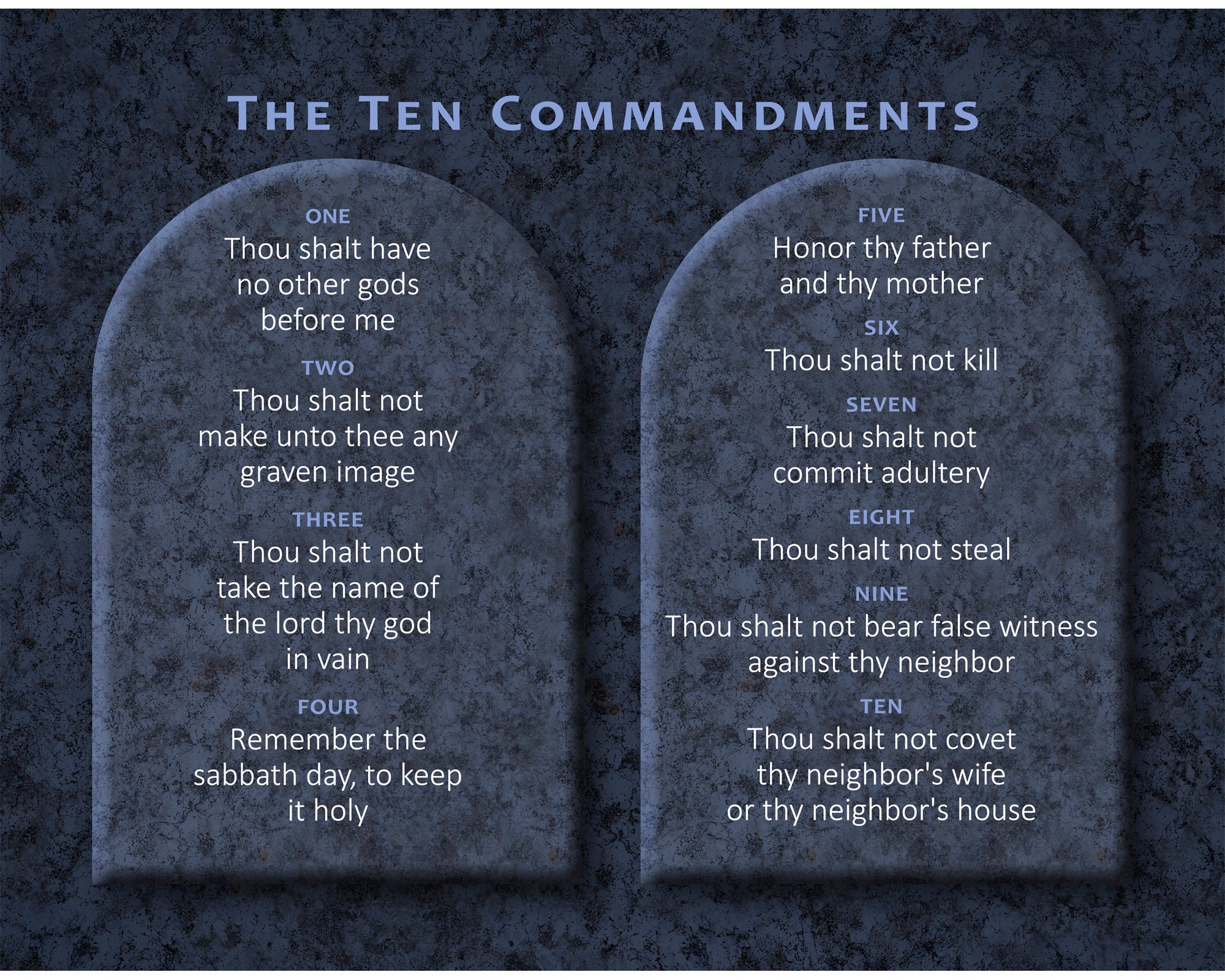 10 Commandments Text on 2 Blue-gray Stone Tablets Digital Print. - Etsy