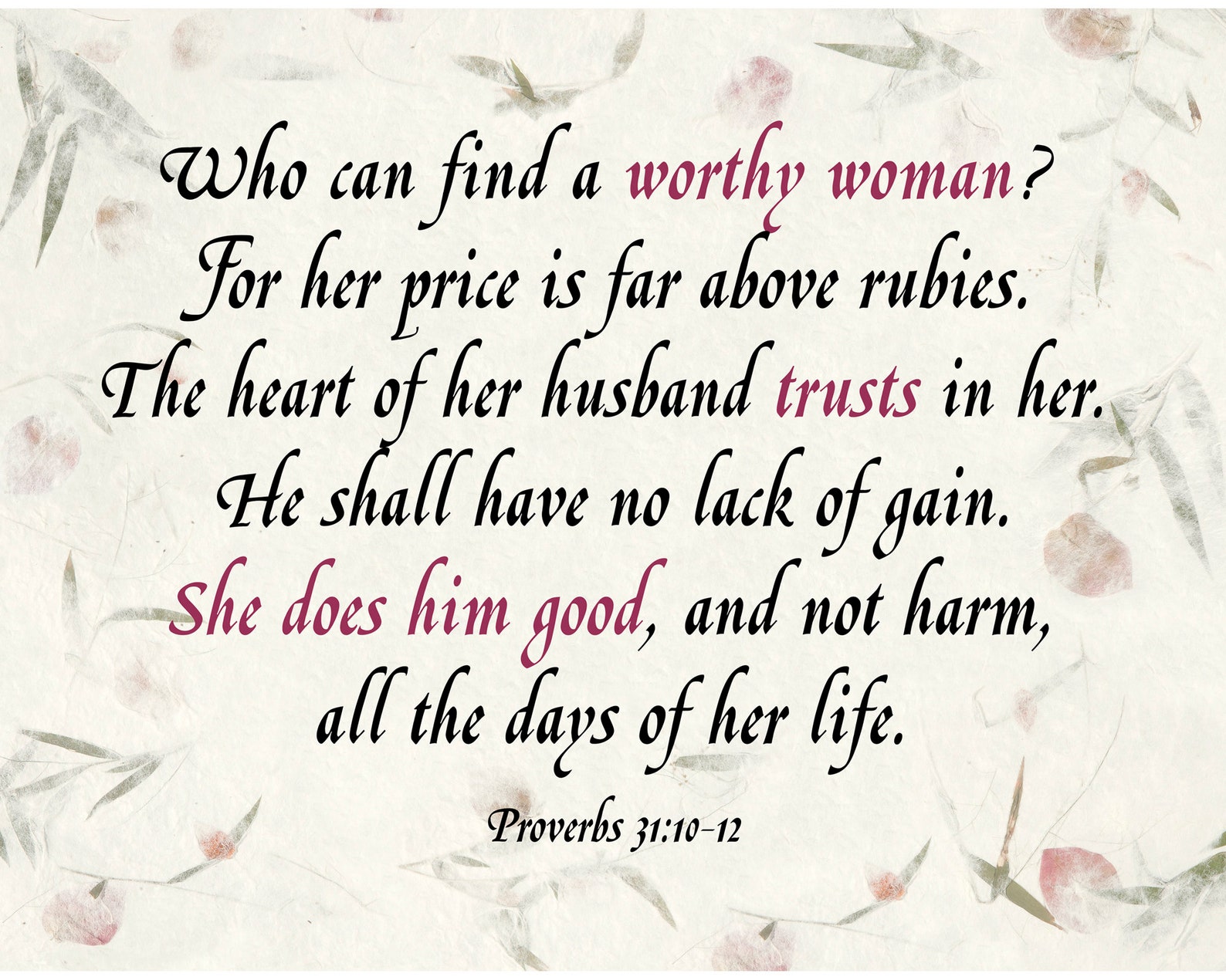 Proverbs 31:10-12 Scripture Verse Bible Verse Digital - Etsy