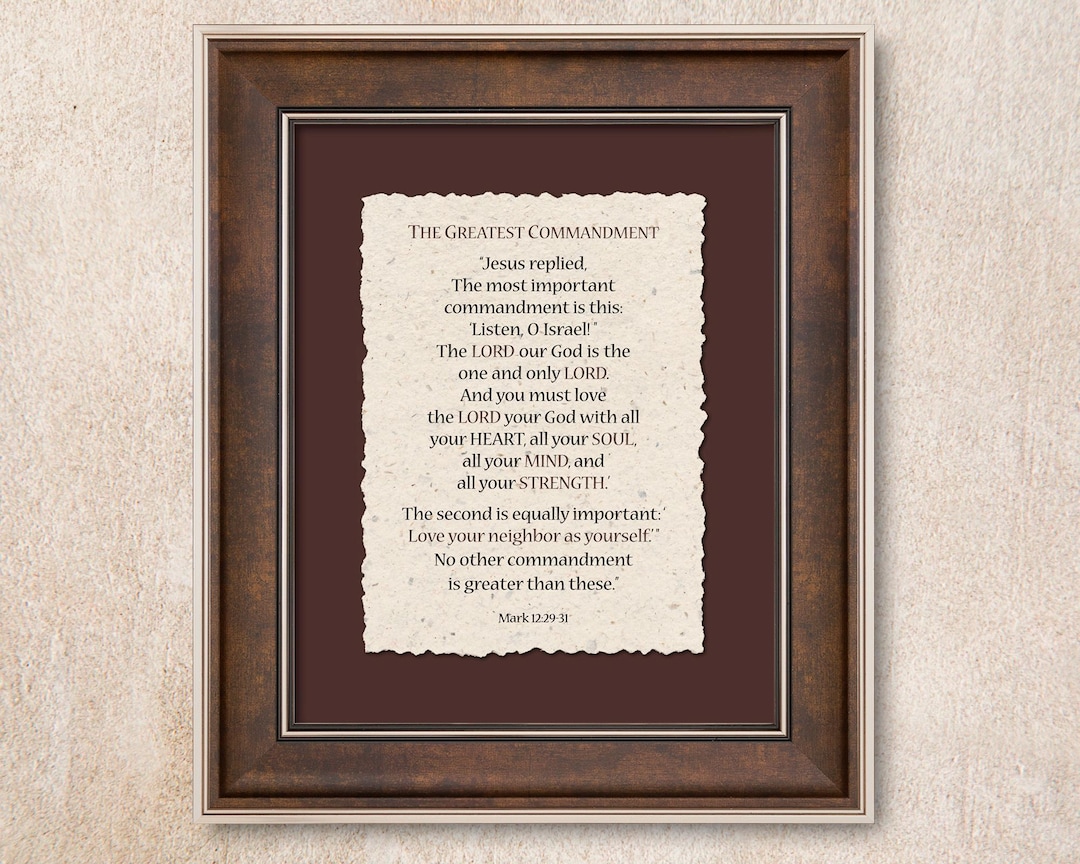 Mark 12:29-31 the Greatest Commandment Deckle Edge Wall Art. Two ...