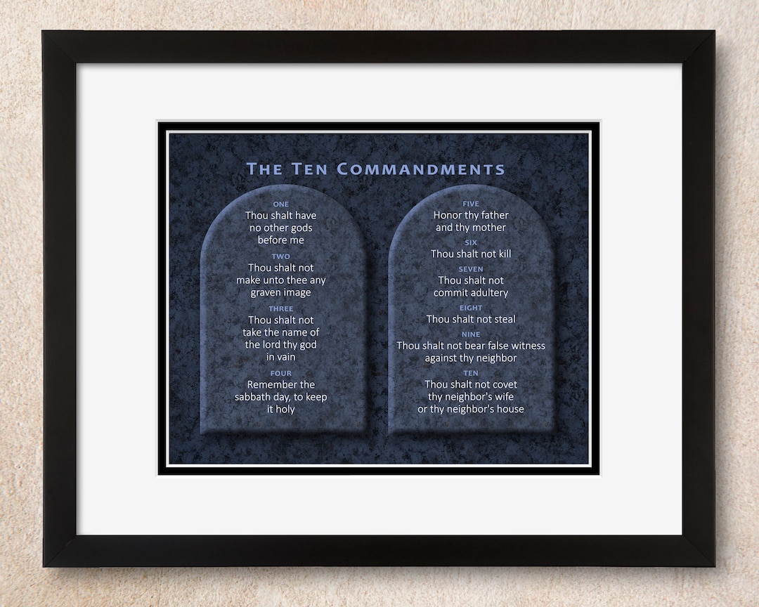 10 Commandments Text on 2 Blue-gray Stone Tablets Digital Print. - Etsy