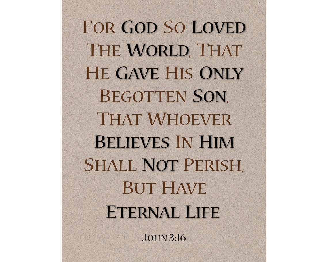 John 3:16 Digital Download. Text of John 3-16 on Gray Paper - Etsy