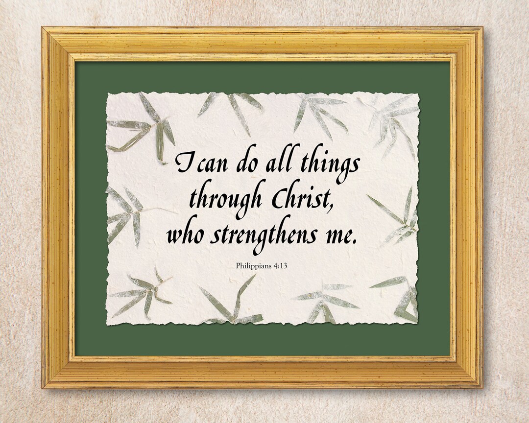 Philippiens 4:13, bordure Deckle, verset de la Bible, prêt à encadrer ...