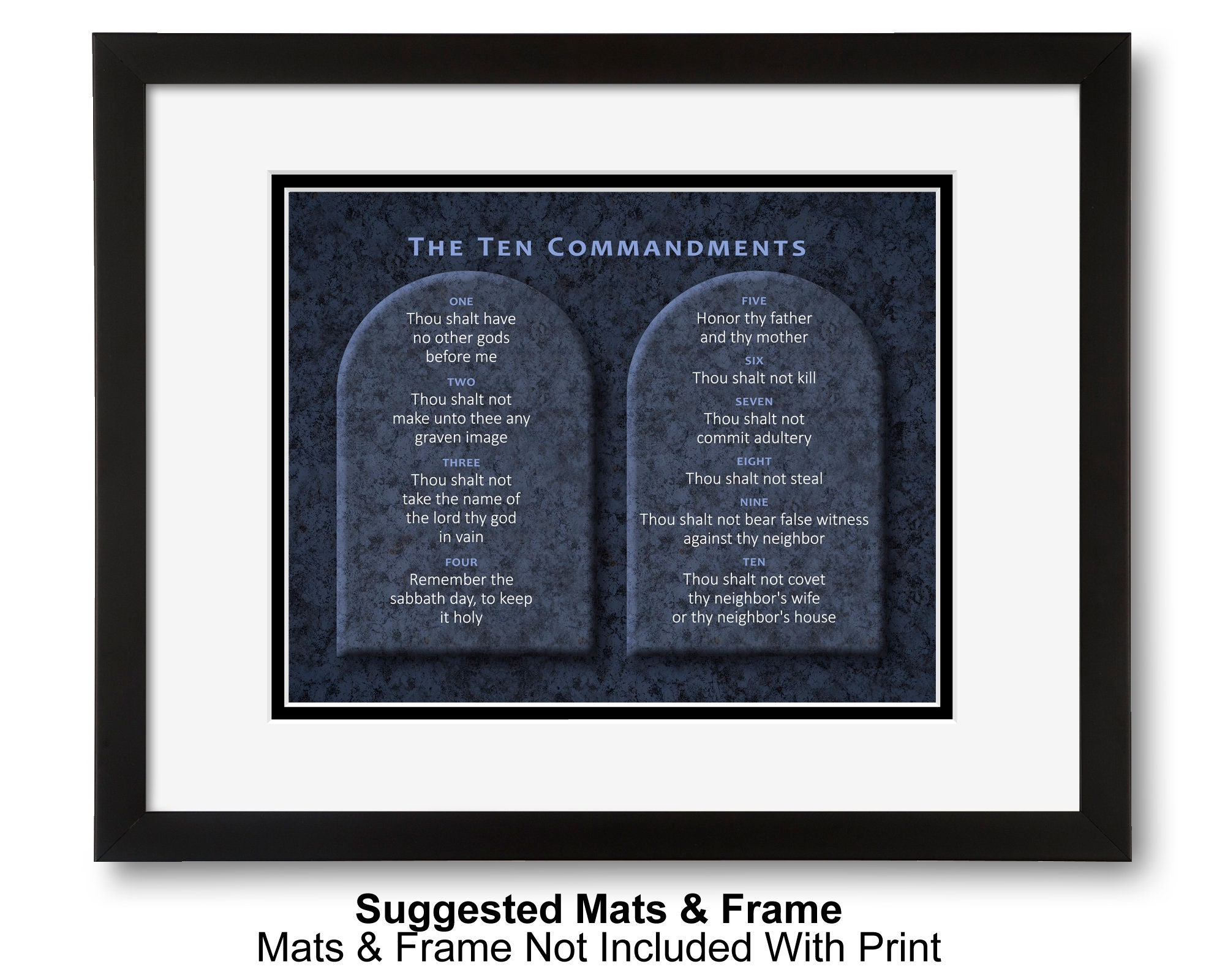 10 Commandments Text on 2 Blue-gray Stone Tablets Digital Print. - Etsy