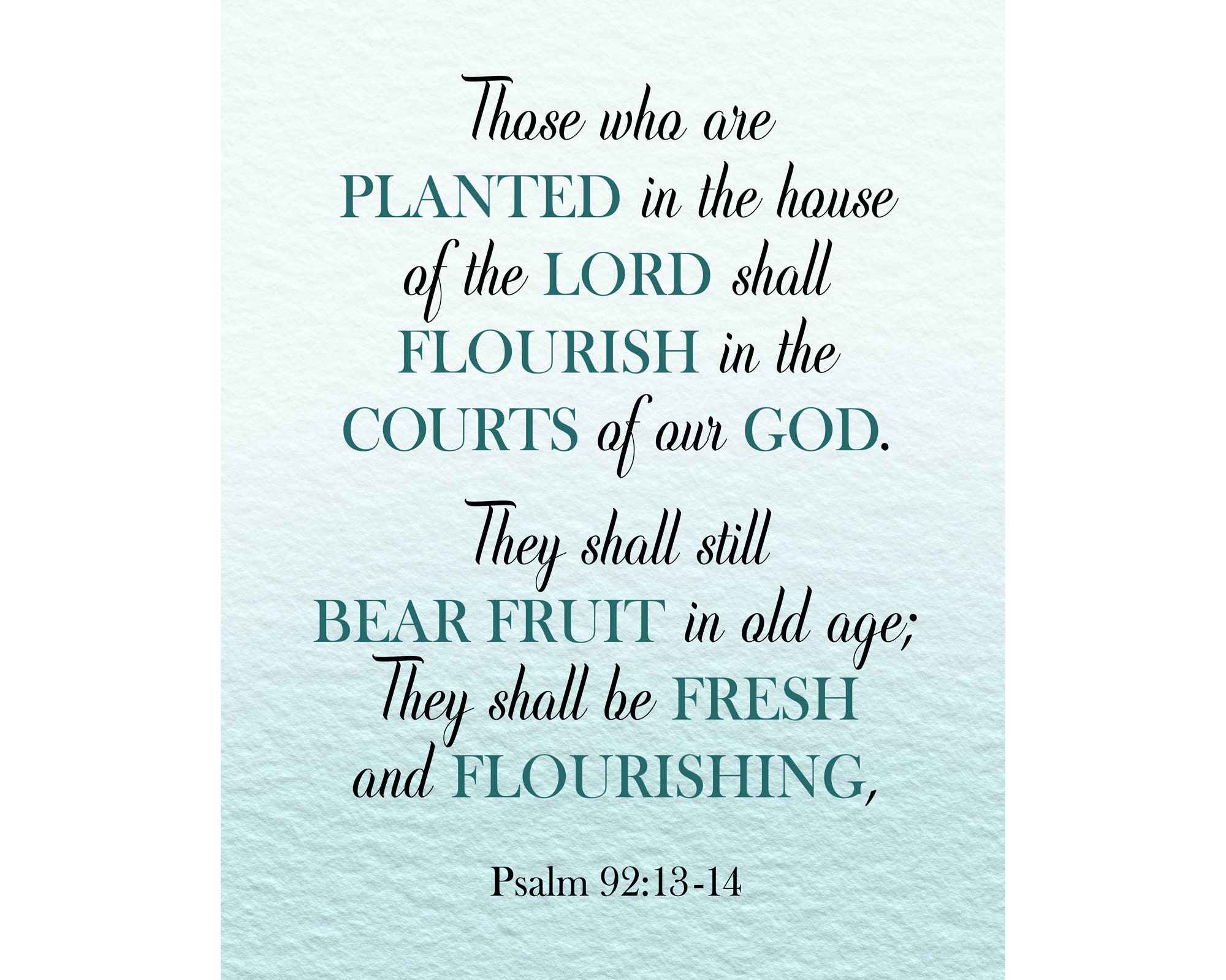 Framed Teal Psalm 92:13-14 Bible Verse Superimposed on a - Etsy