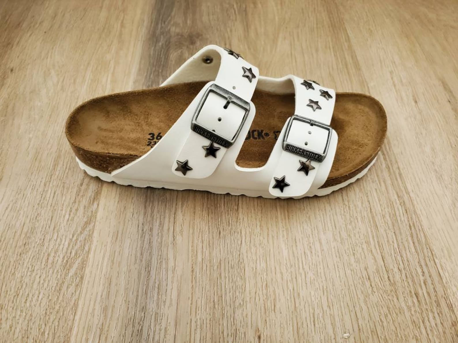 Birkenstock Arizona With Stars Custom Made to Order White Birko Flor - Etsy