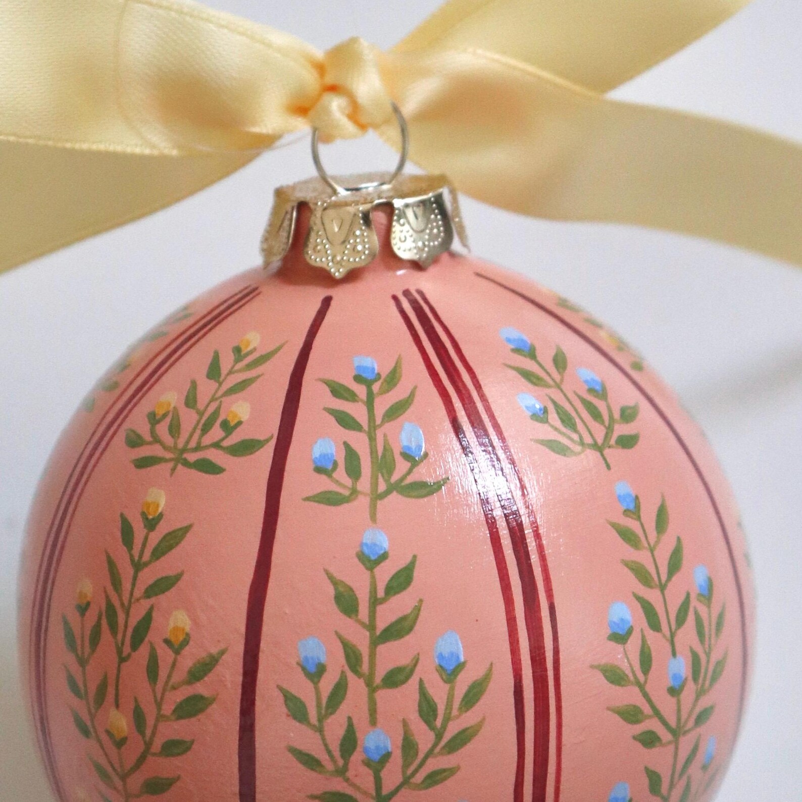 Rosy Floral Hand Painted Christmas Ornament - Etsy