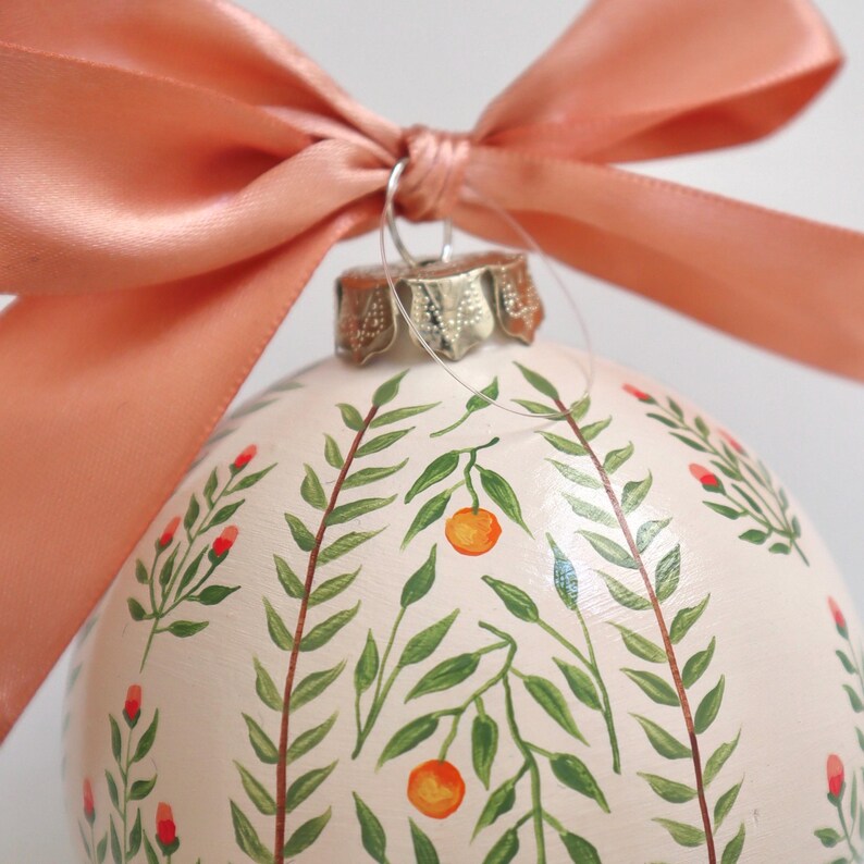 Clementine & Floral Hand Painted Christmas Ornament - Etsy