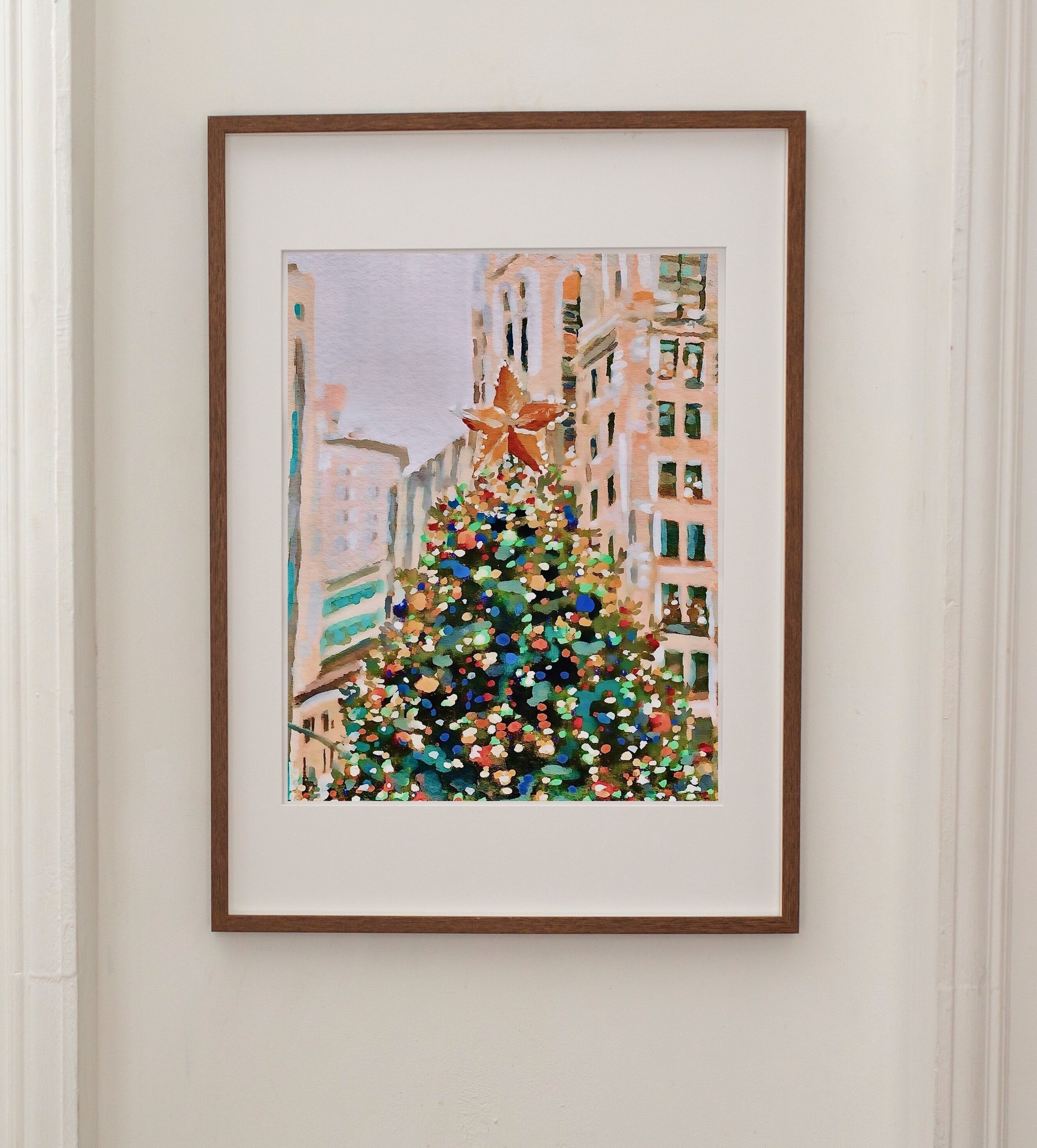 NYC Christmas Tree Gouache Painting: Holiday Art Print - Etsy