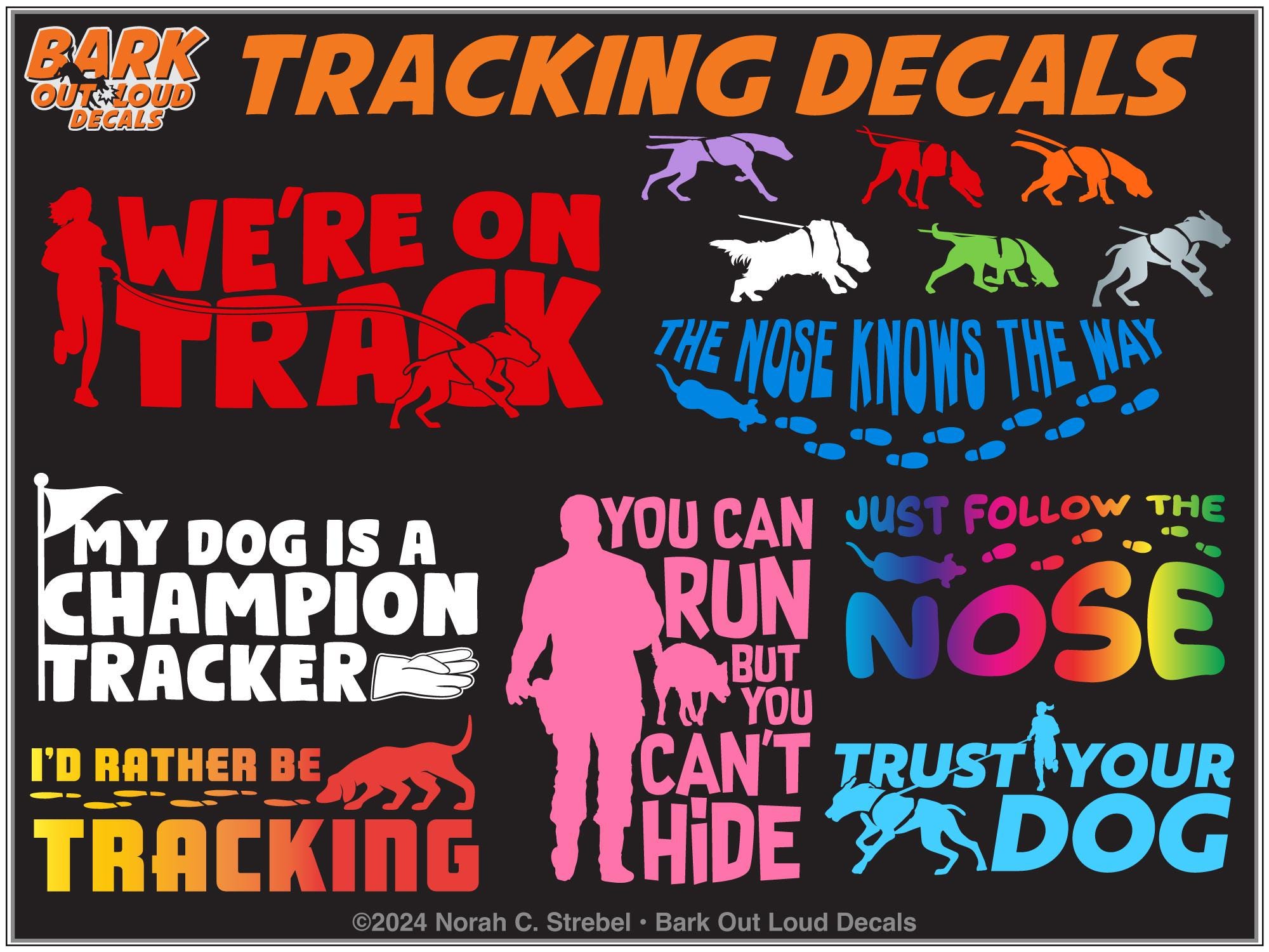 Tracking Dog Waterproof Vinyl Decals: Tracking Dog Silhouettes ...