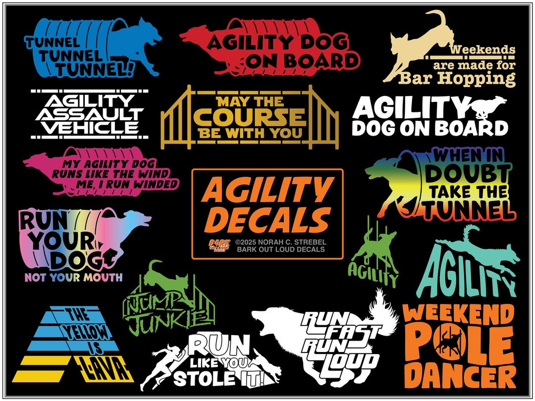 Agility Dog Sport Decals for Car, Laptop, Water Bottle - Waterproof ...