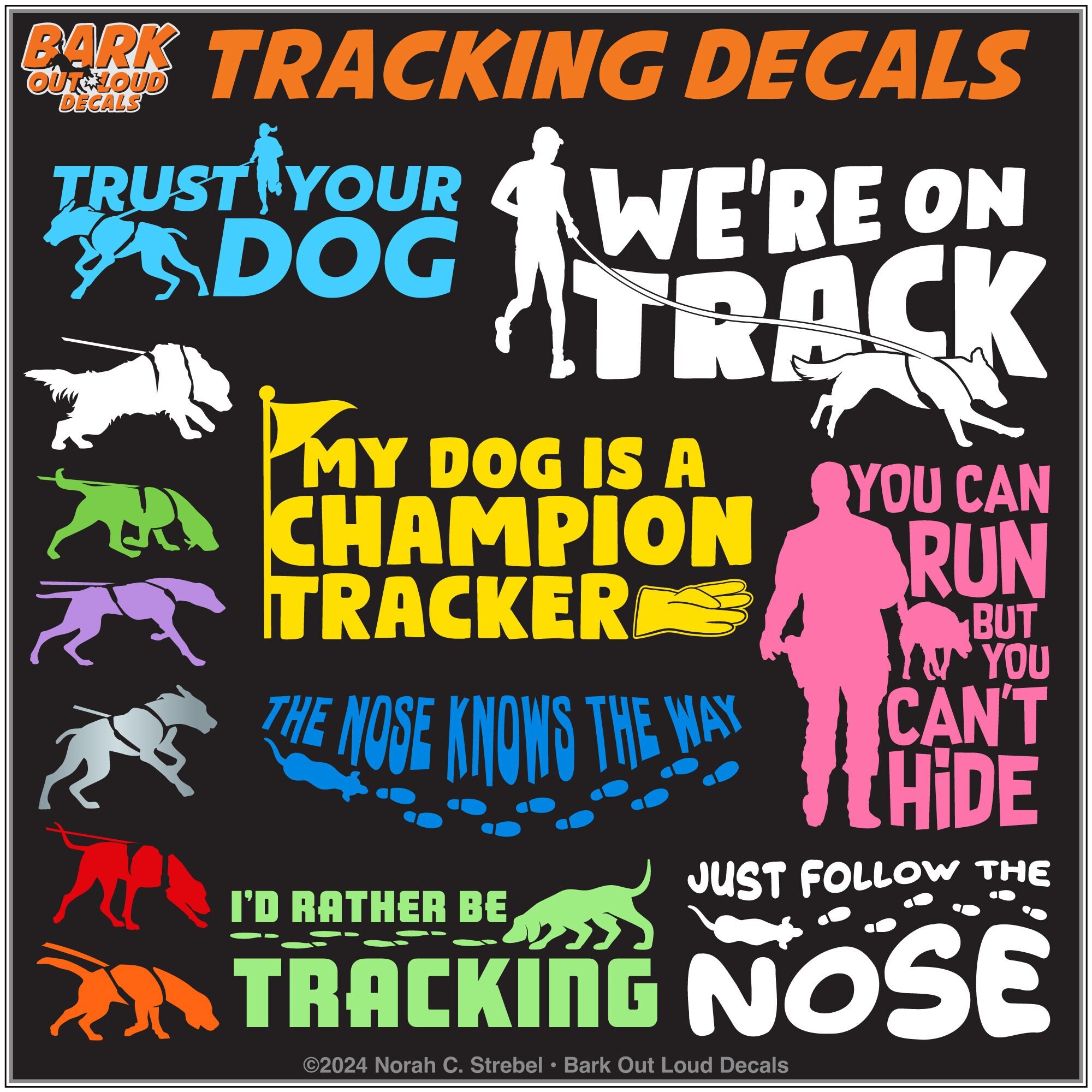 Tracking Dog Waterproof Vinyl Decals: Tracking Dog Silhouettes ...