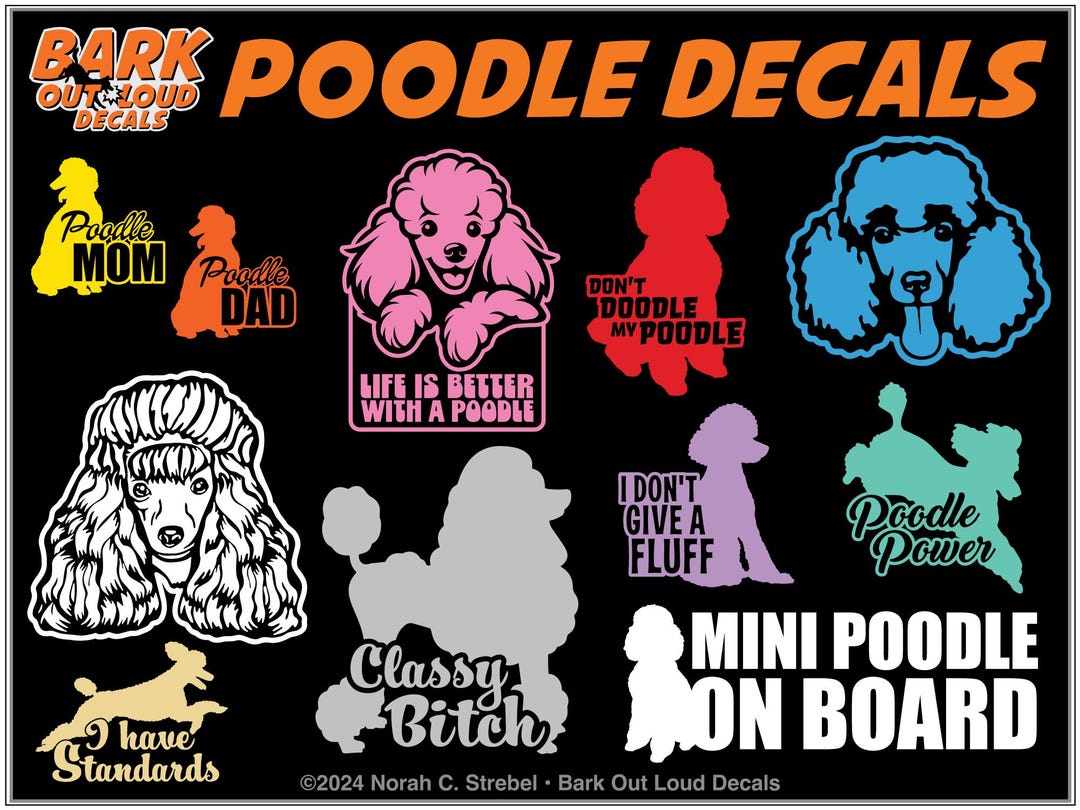 Poodle Decals for Car, Laptop, Water Bottle - Waterproof Vinyl - Etsy