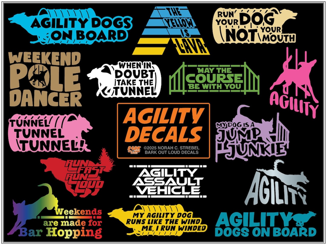 Agility Dog Sport Decals for Car, Laptop, Water Bottle - Waterproof ...