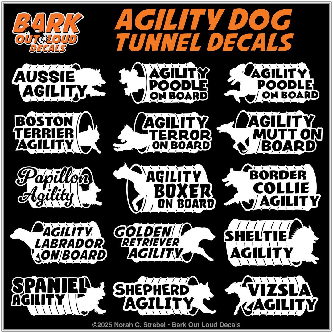 Agility Dogs Decals Tunnel: Agility Dog Breed Silhouettes, High Quality ...