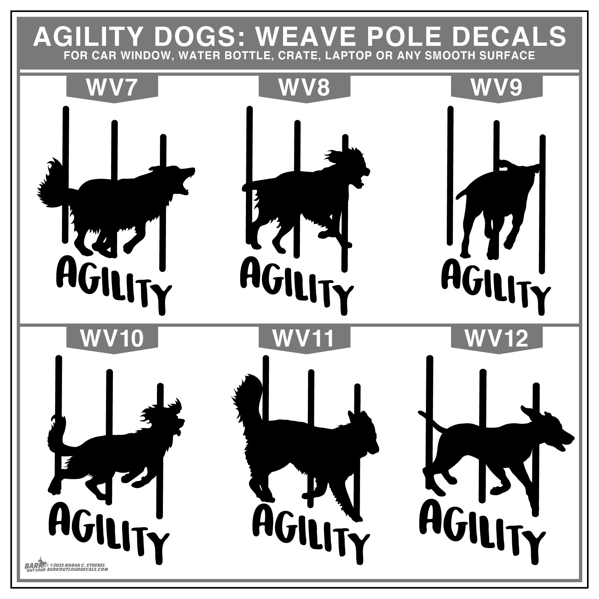 Agility Dog Weave Poles High-Quality Waterproof Vinyl Decals: 12 Breeds ...