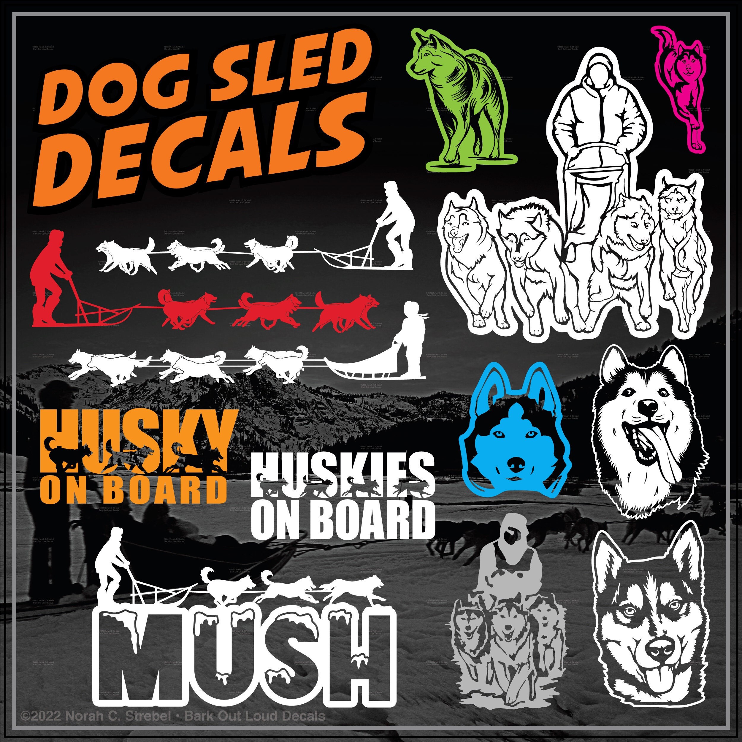 Dog Sled Decals: Musher, dog sledding, husky, sled dogs, dog snow ...
