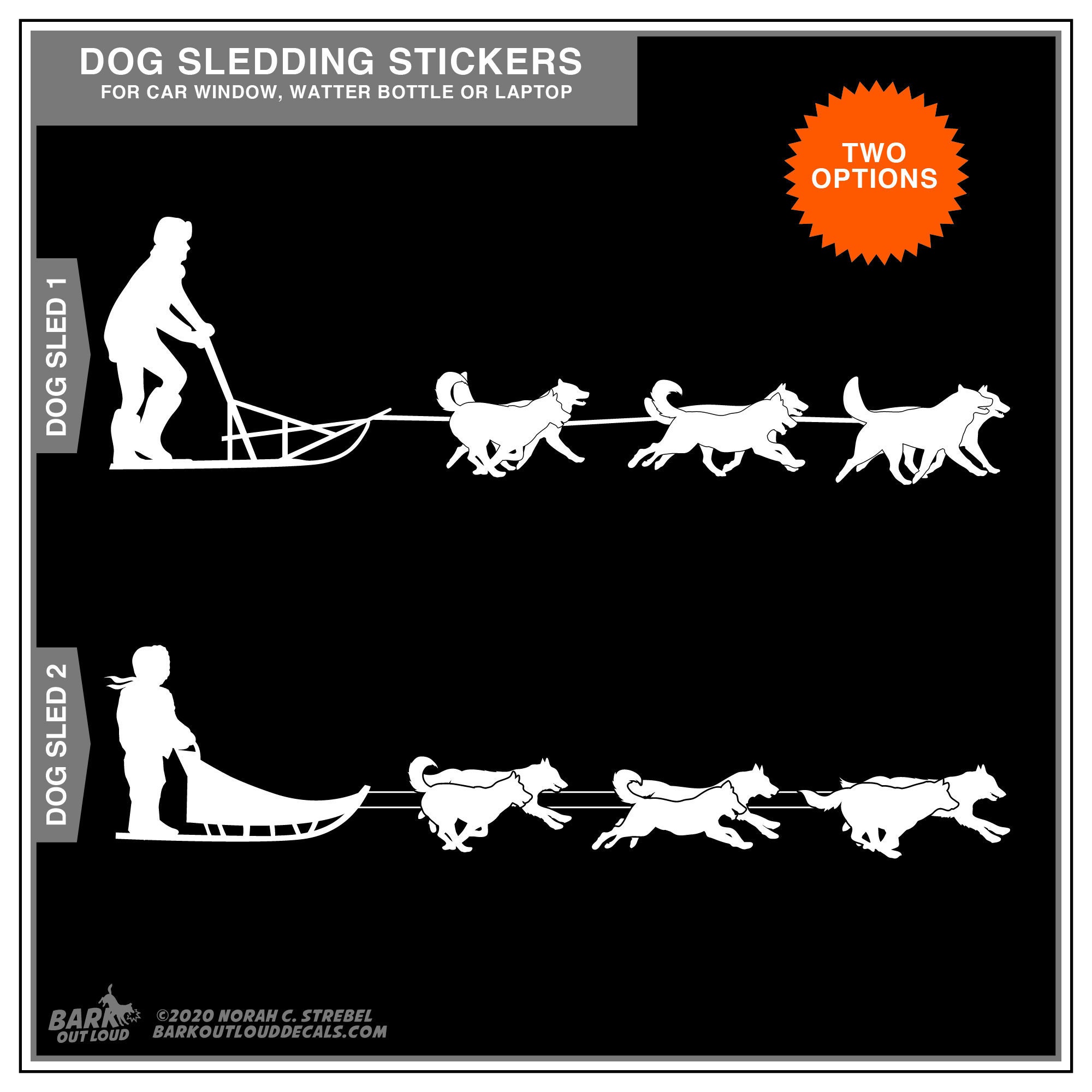 Dog Sled Team-Side View Car Window Decal: dog sledding decals, car ...