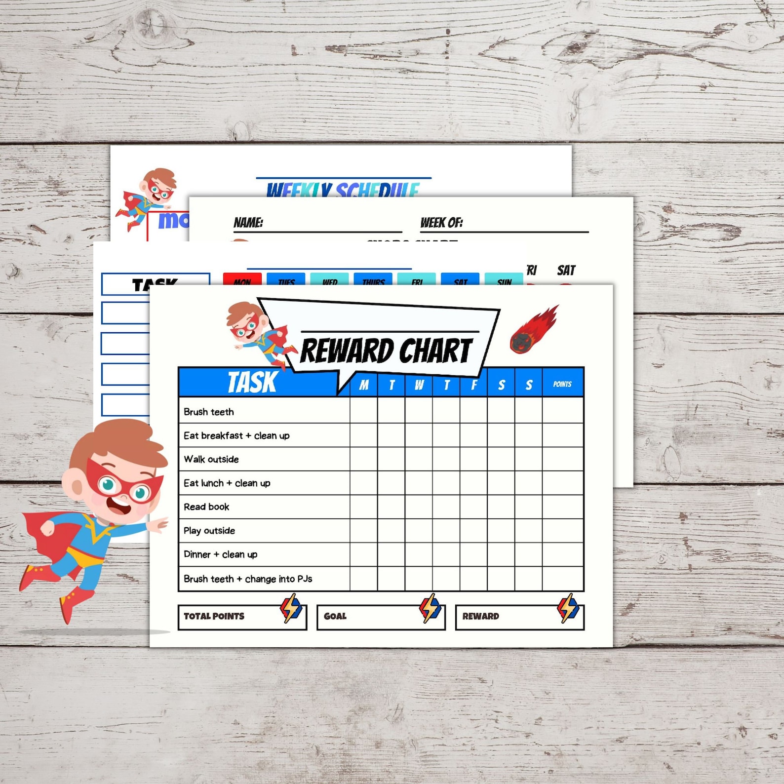 Responsibility Chore Chart for Kids Daily and Weekly Routine Rewards ...