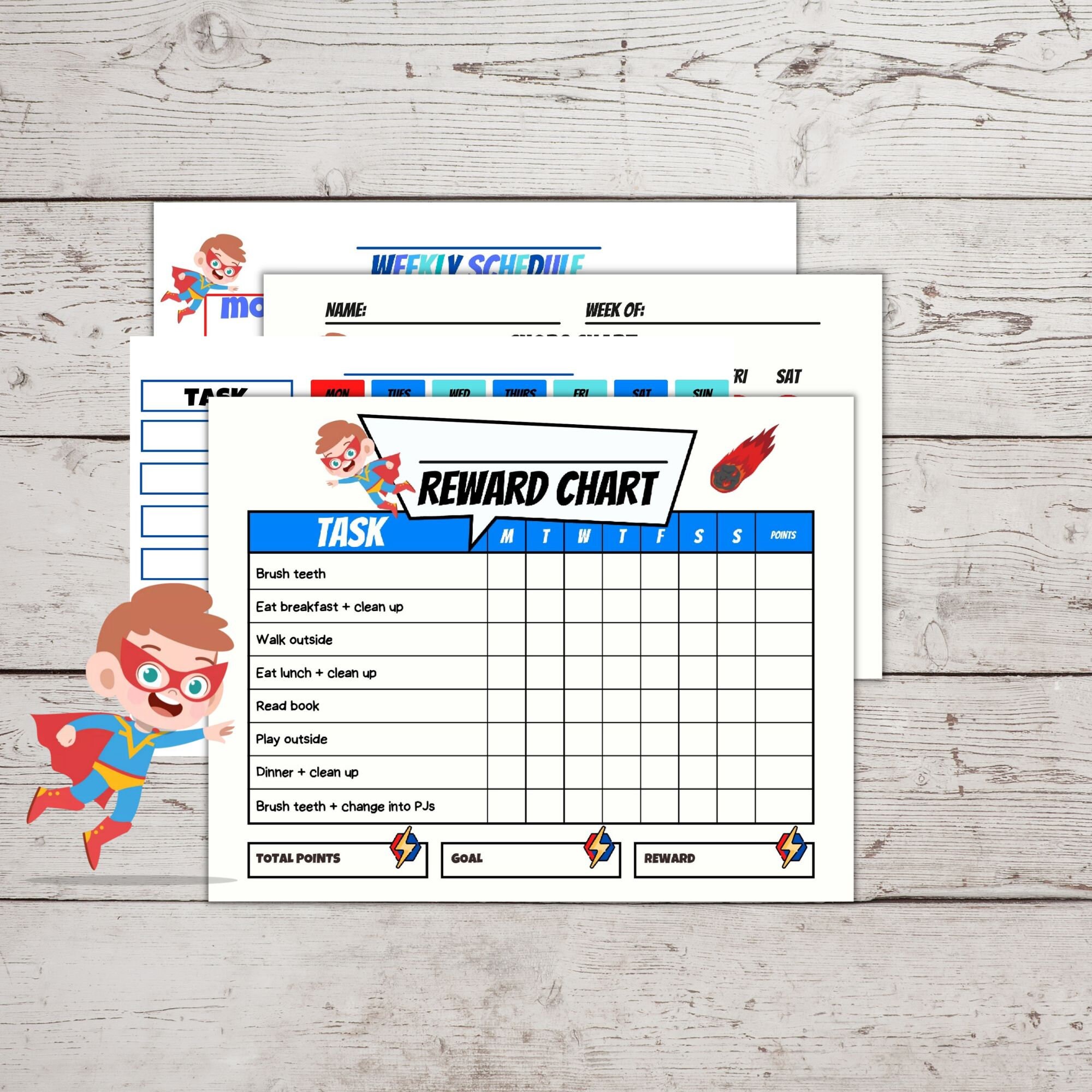 Responsibility Chore Chart for Kids Daily and Weekly Routine Rewards ...