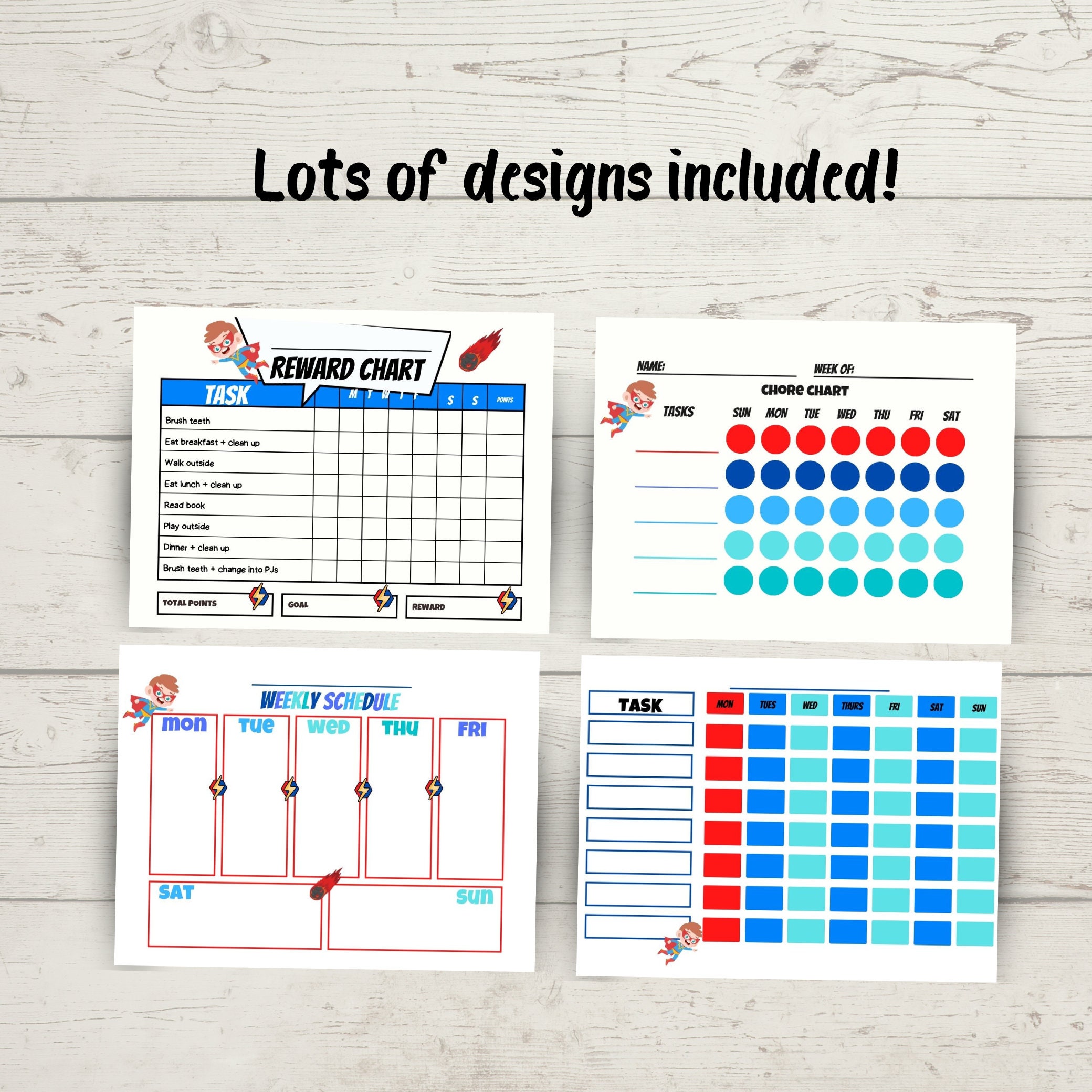 Responsibility Chore Chart for Kids Daily and Weekly Routine Rewards ...