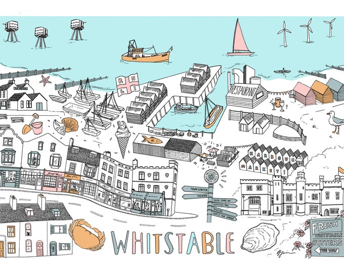 Whitstable Map Art Print - Etsy