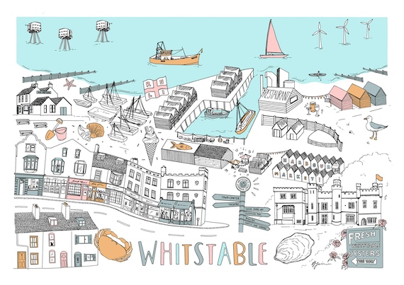 Whitstable Map Art Print - Etsy UK