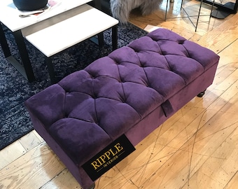 Purple Ottoman Footstool Coffee Table Living Room Bedroom Kids Toys Blanket Storage Deep Cushioned Plush Velvet Handmade Seating Bench Etsy UK