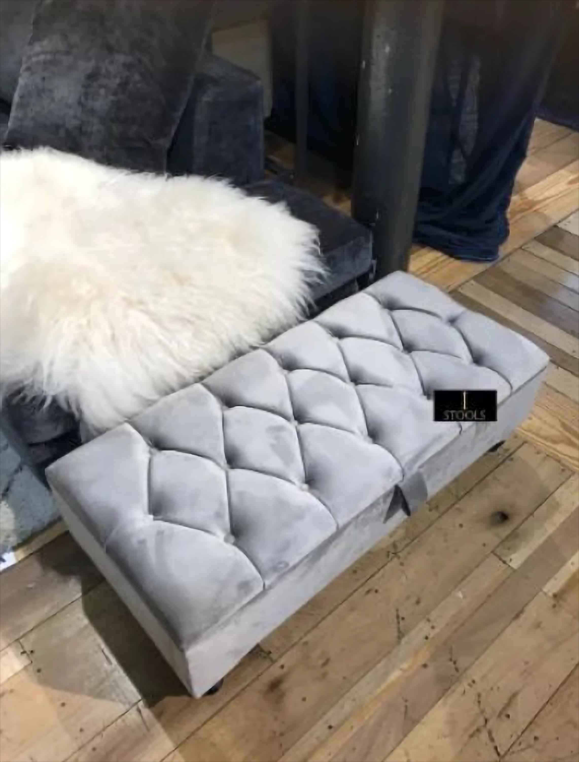 Light grey chesterfield footstool store