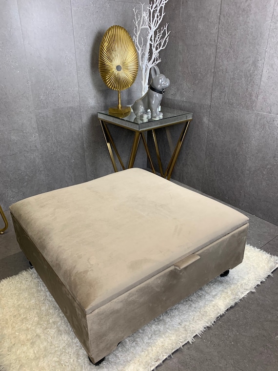 Coffee Table Storage Upholstered in Soft Velvet and Handmade Legs Included Etsy