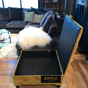 Storage Table Footstool Upholstered in a Beautiful GOLD Natural Fabric ...