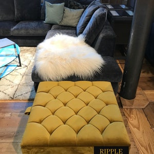 Storage Table Footstool Upholstered in a Beautiful GOLD Natural Fabric ...